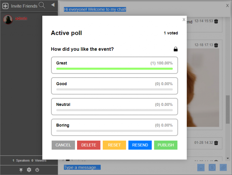 Add a spark of interaction to any event with a live chat Q&A and polls