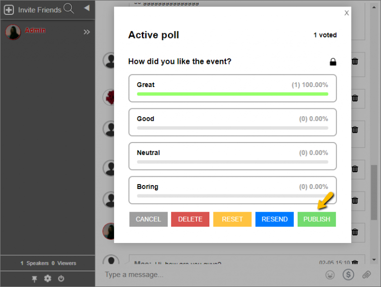 How can I publish poll answers? - Online Group Chat Room Plugin for ...