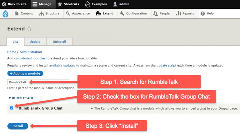 How to Install RumbleTalk Group chat module with Drupal? - Online Group Chat Room Plugin for ...