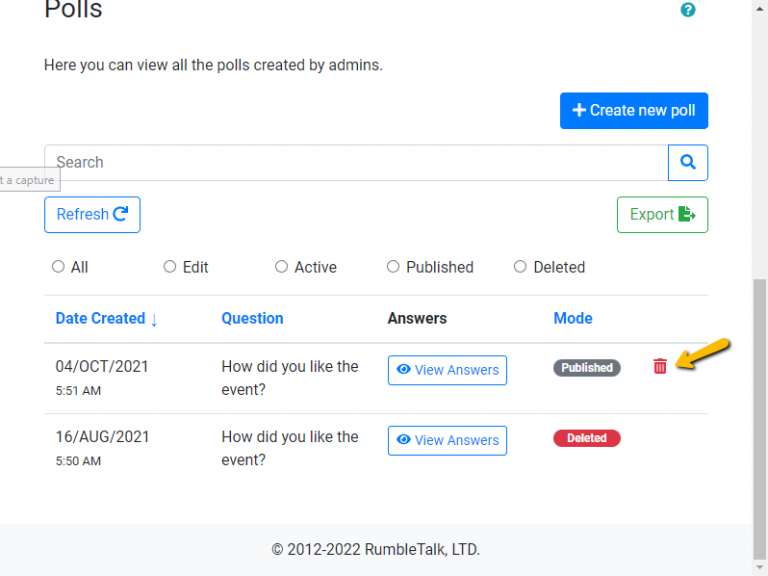 How can I delete a poll? - Online Group Chat Room Plugin for Websites ...