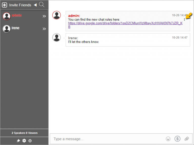Instantly pin messages on top of the chat for important announcements