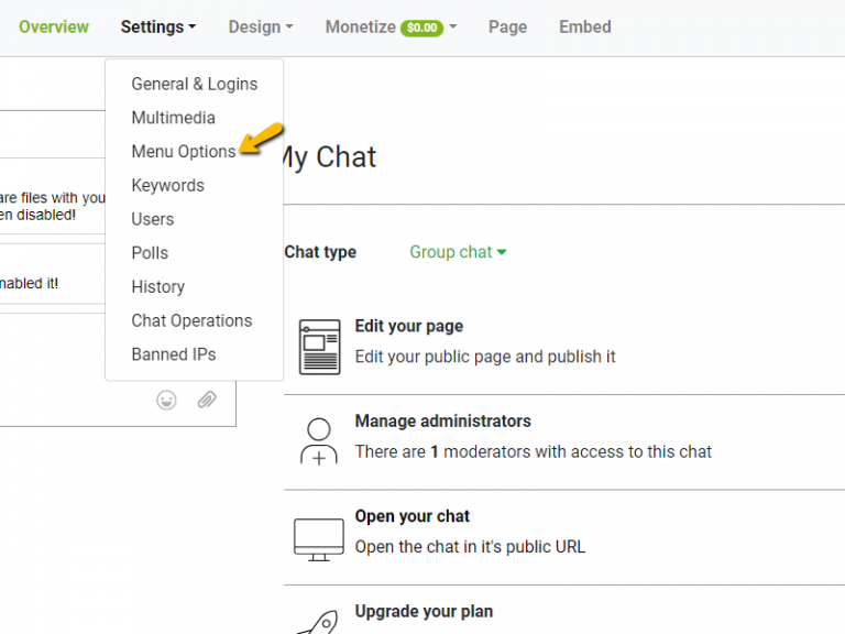 Can you choose which features appear in the chat menu? - Online Group ...