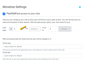 How to change the price of an entrance fee? - Online Group Chat Room ...