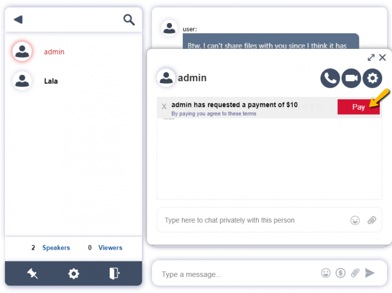 How to send a payment request between an admin and a user? - Online ...